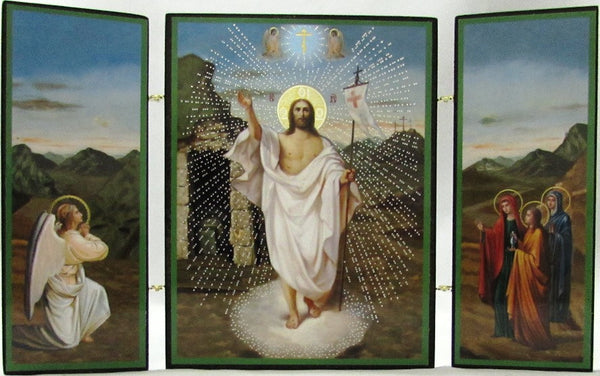 Small Rectangular Resurrection Triptych Icon – Authentic Christian Gifts