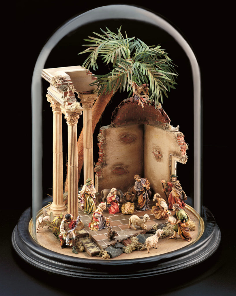 Nazarene Nativity Set of 17 Pieces - Crib under Glass Dome – Authentic ...